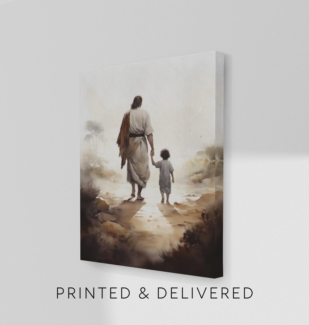 PRINTED Christ Walking With A Child Christian Wall Art Painting Poster ...