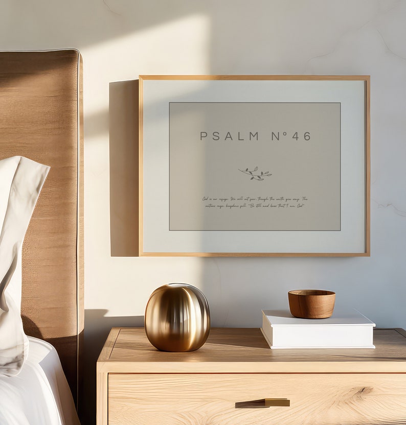 Psalm 46 Landscape Horizontal Format Mode Beige & Christian Bible Verse ...