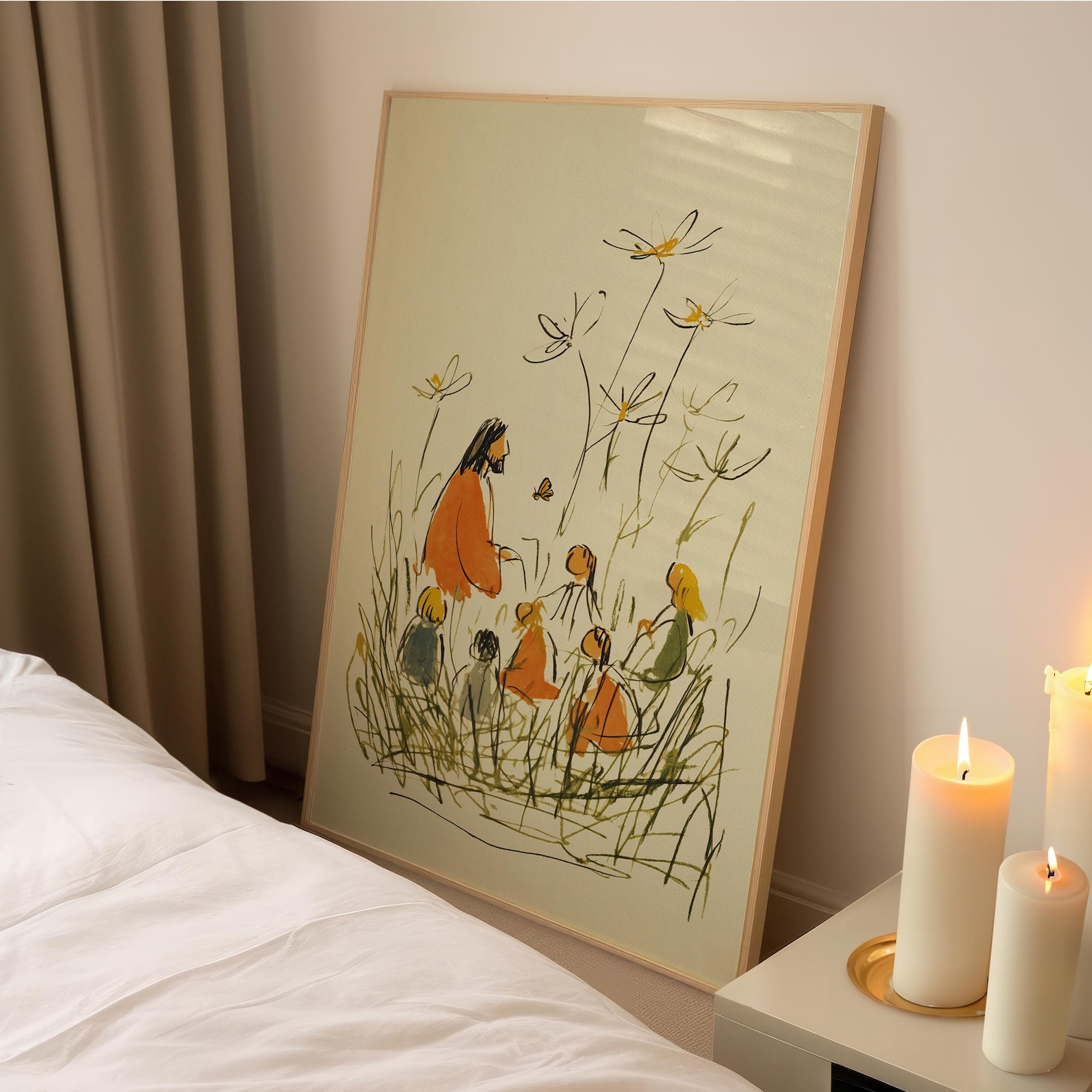 Jesus Christ With Children Nursery Art, Jesus With Kids Illustration ...