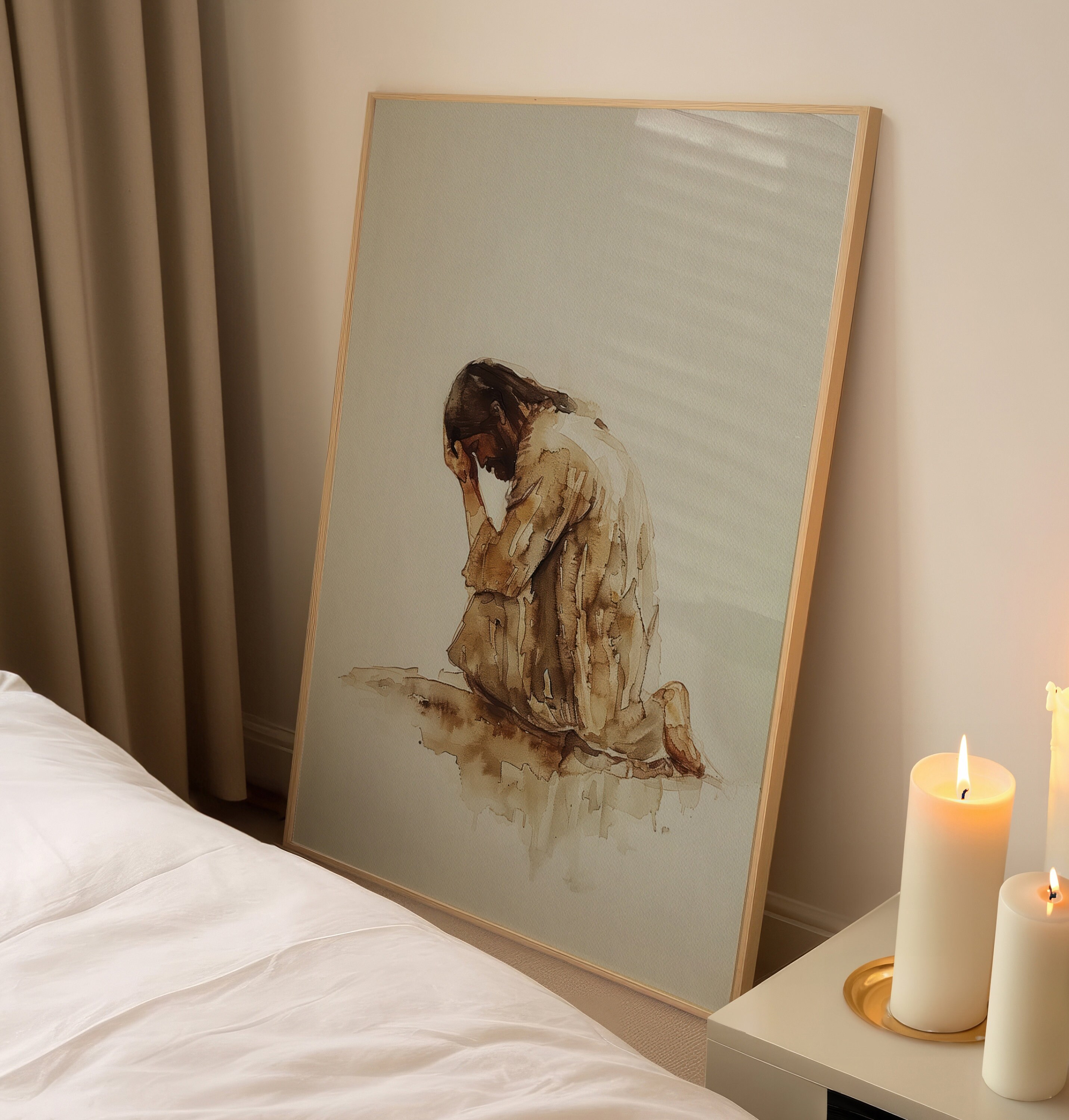 Jesus Praying Art Abstract Jesus Praying to God Christ Art Christian ...