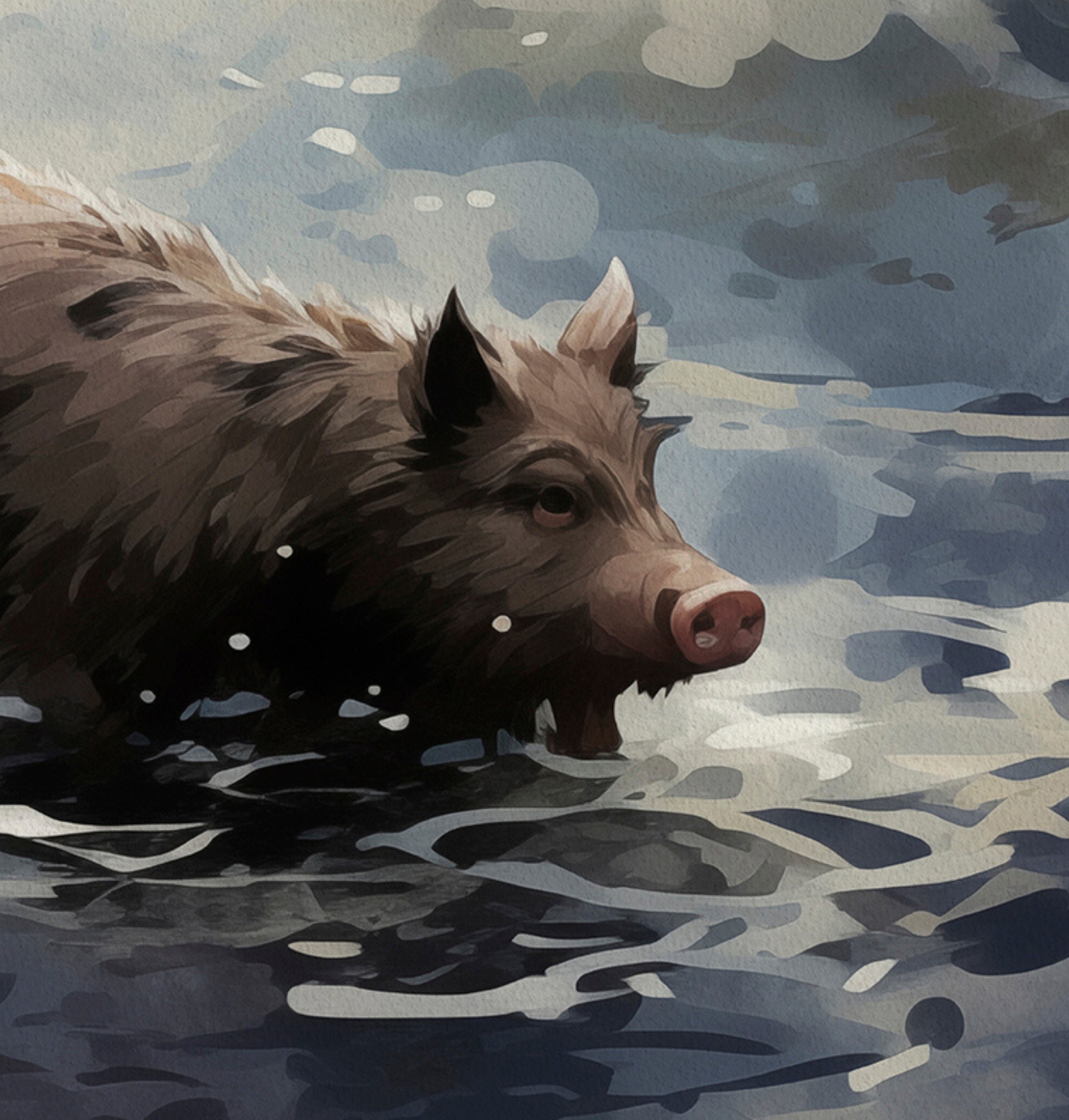 Jesus Casts Demons Into a Herd of Pigs Swine Bible Story Art Poster ...