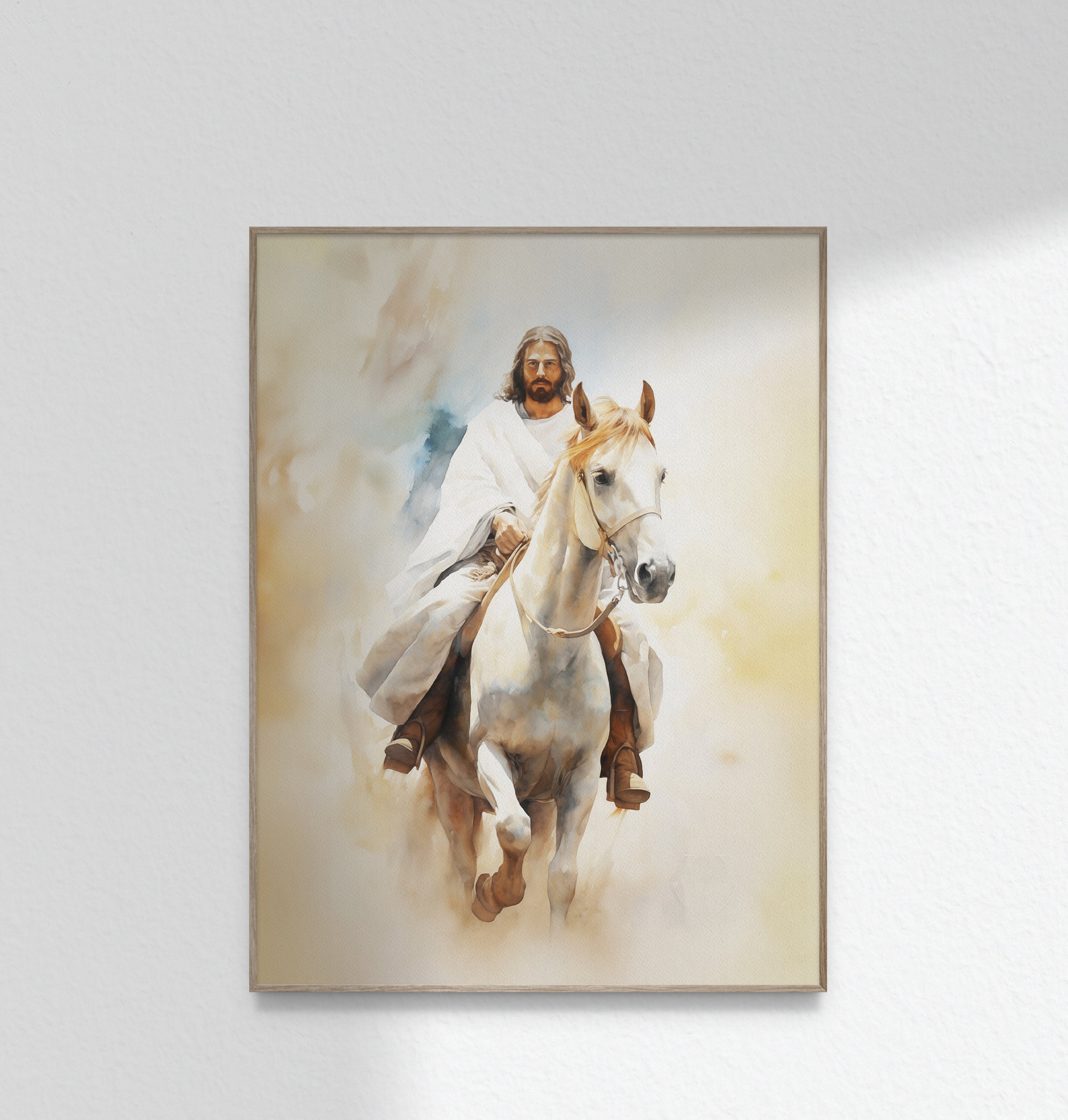 Jesus and White Horse Jesus on White Horse Christ Horseback Painting ...
