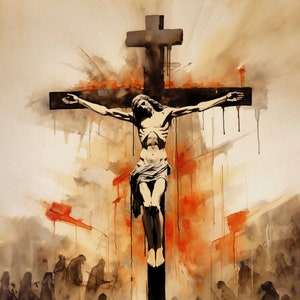 Christ Crucified on Cross Jesus Poster Modern Abstract Christian Art ...