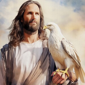 Jesus Christ With White Eagle, Patriotic Bird Lover Christian ...