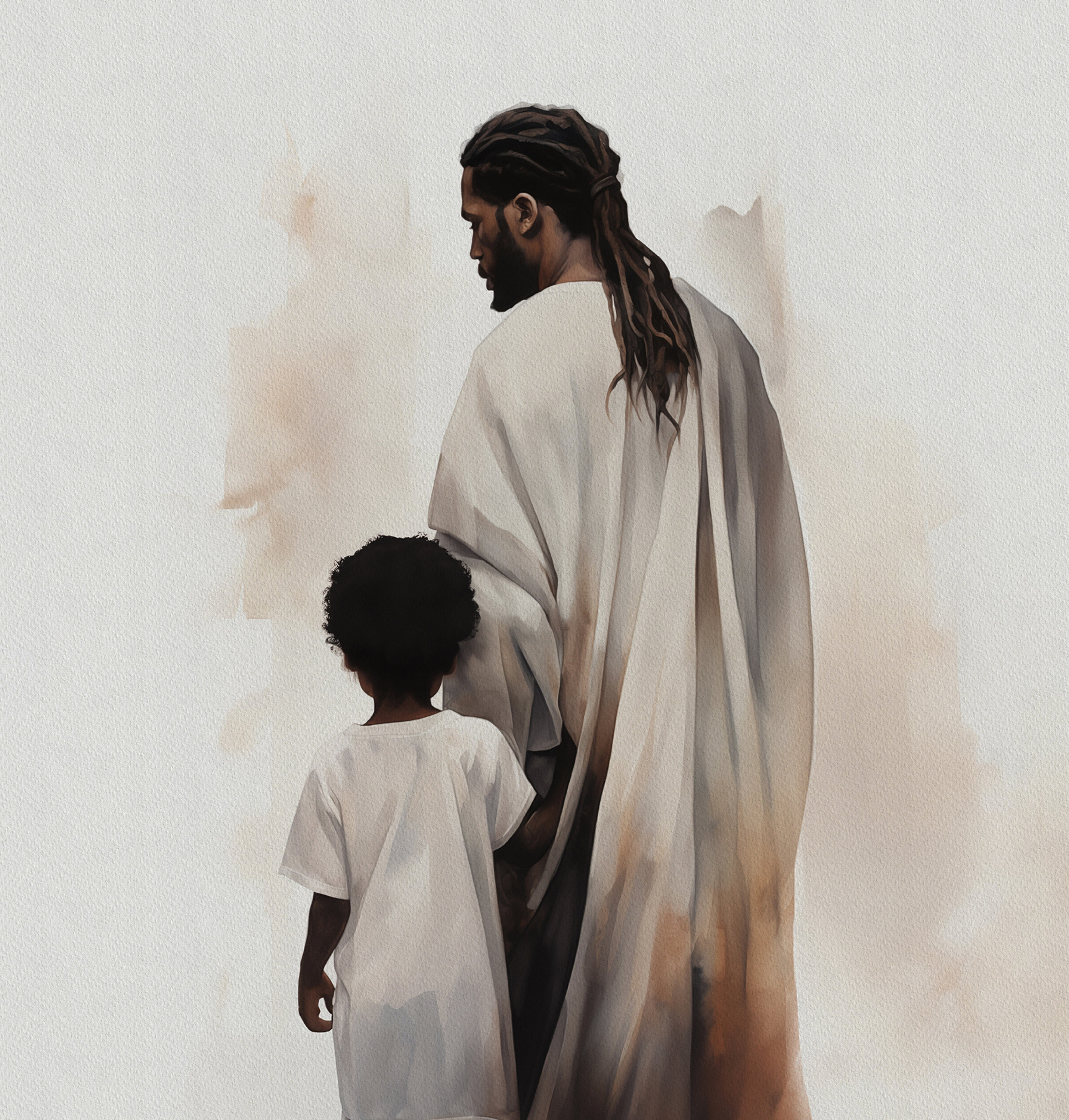 Black Jesus Christ Walking With a Child Print Jesus With Black Kid Art ...