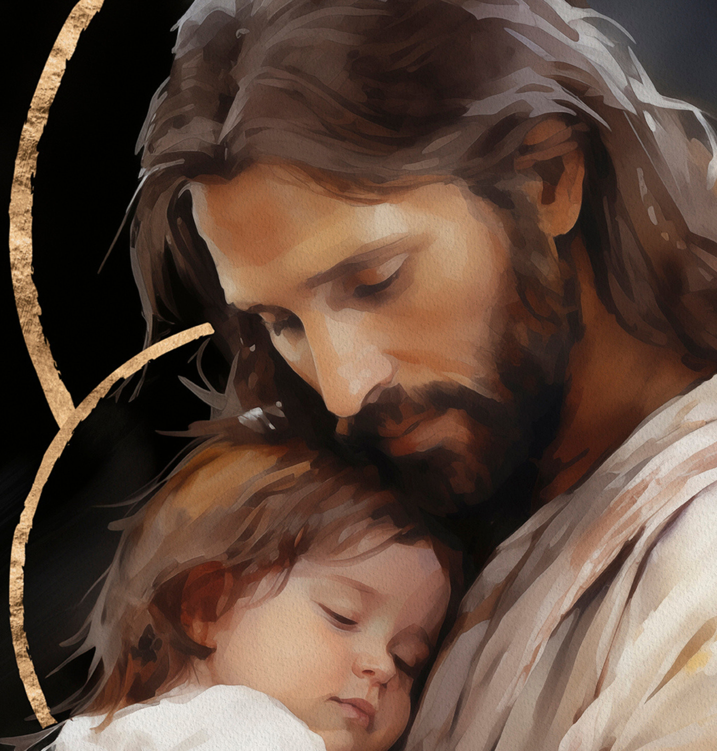 Saint Joseph and Baby Jesus Art St. Joseph Art Catholic Father Dad Gift ...