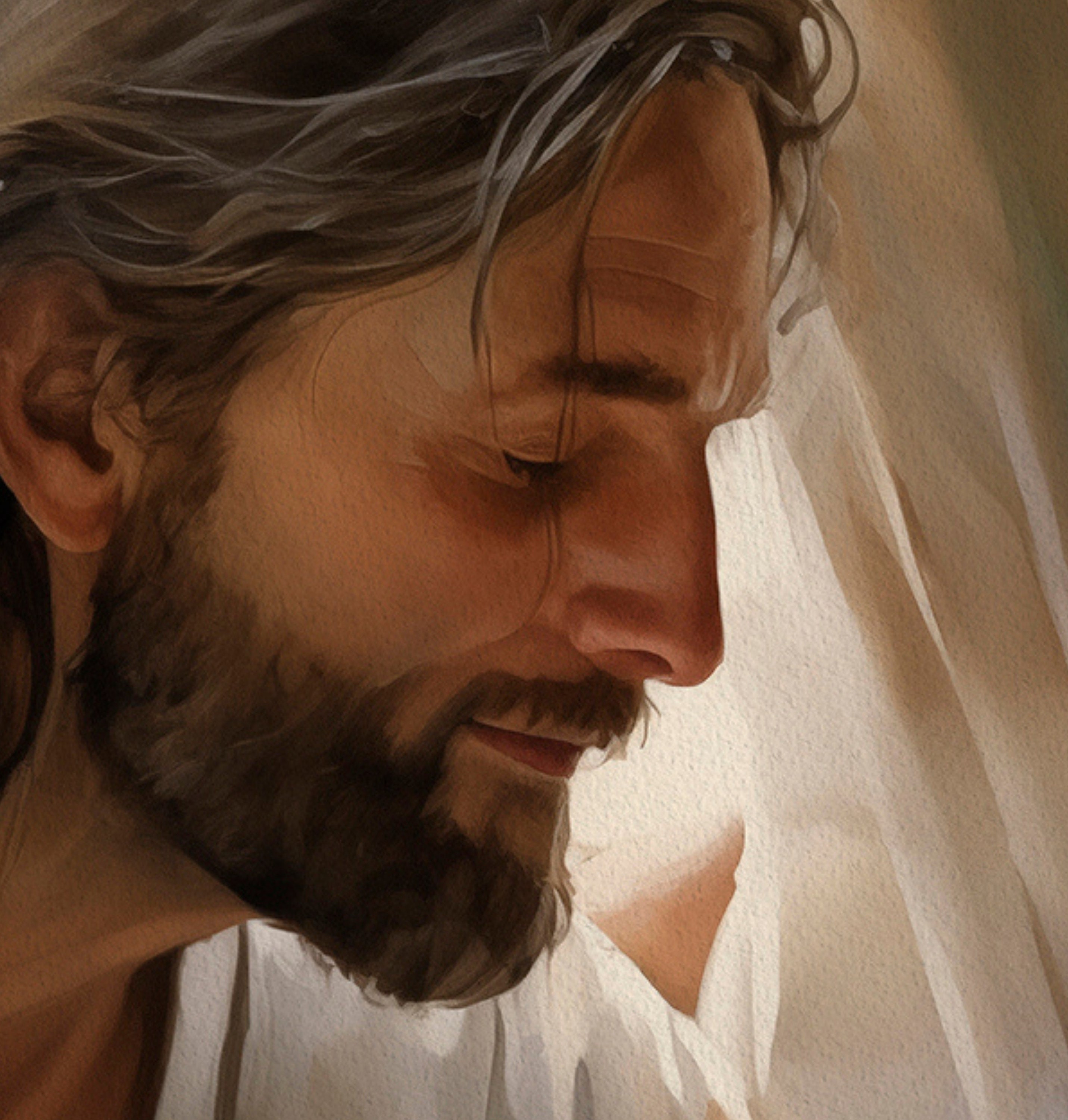 Jesus Heals Peters Mother-in-law, Christian Watercolor Painting Bible ...