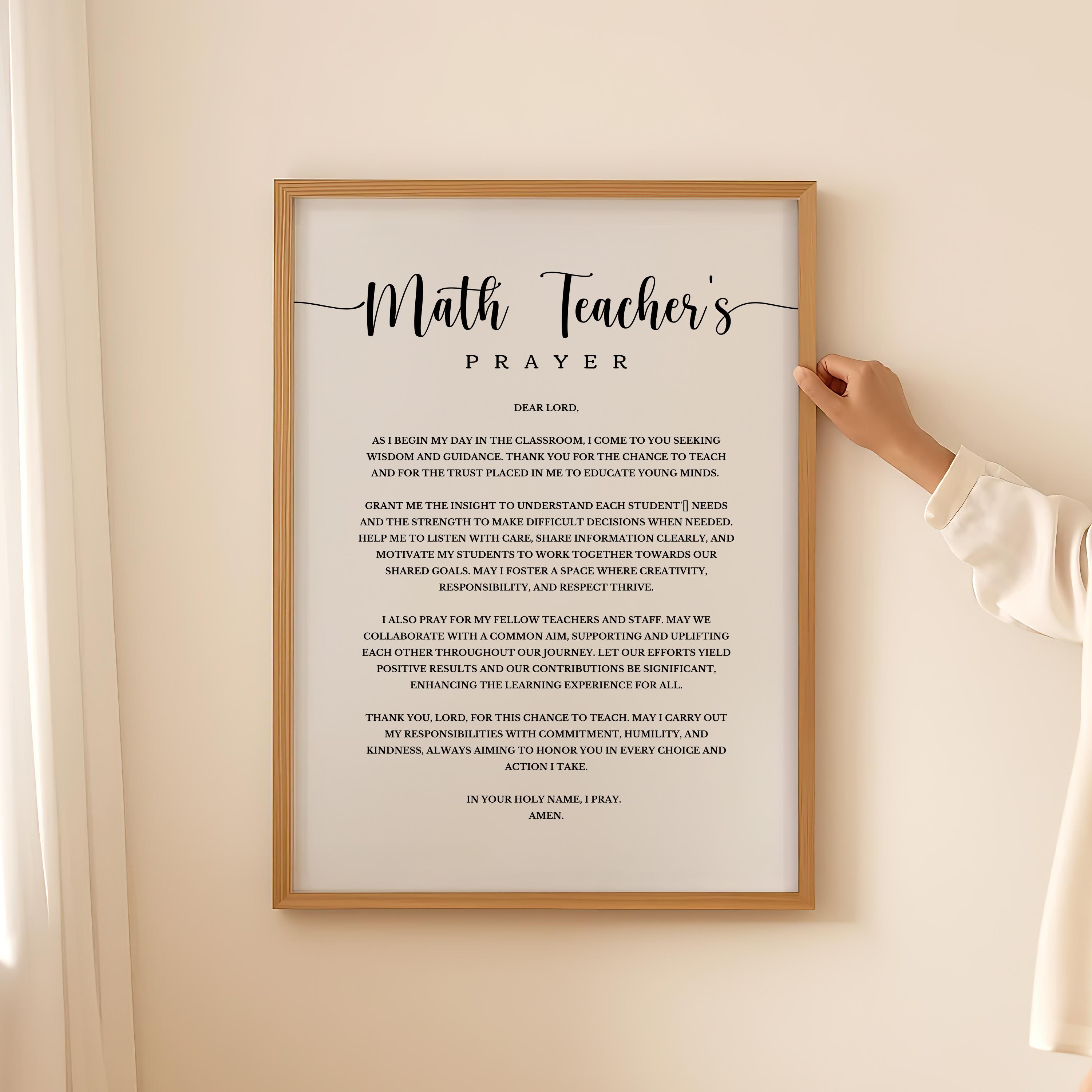 Math Teacher's Prayer Gift for Mathematics Educator Christian Prayer ...