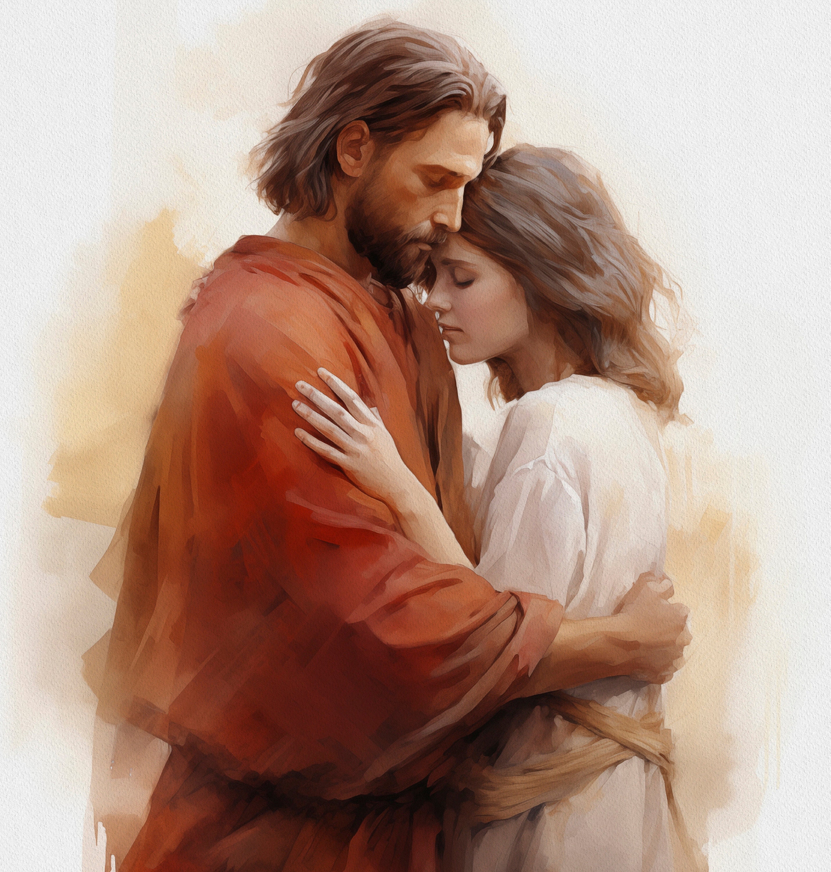 Safe in His Arms, Jesus Embracing Woman Girl, I Am Loved, How He Loves ...