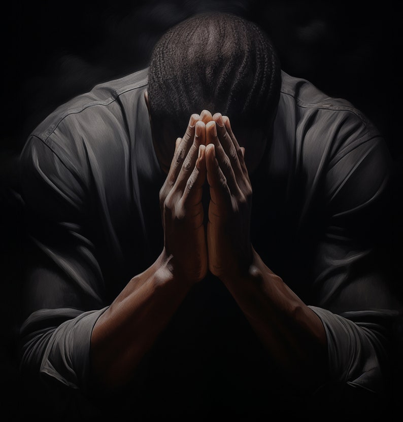Black Man Praying Black Christian Dad Art African American Painting ...