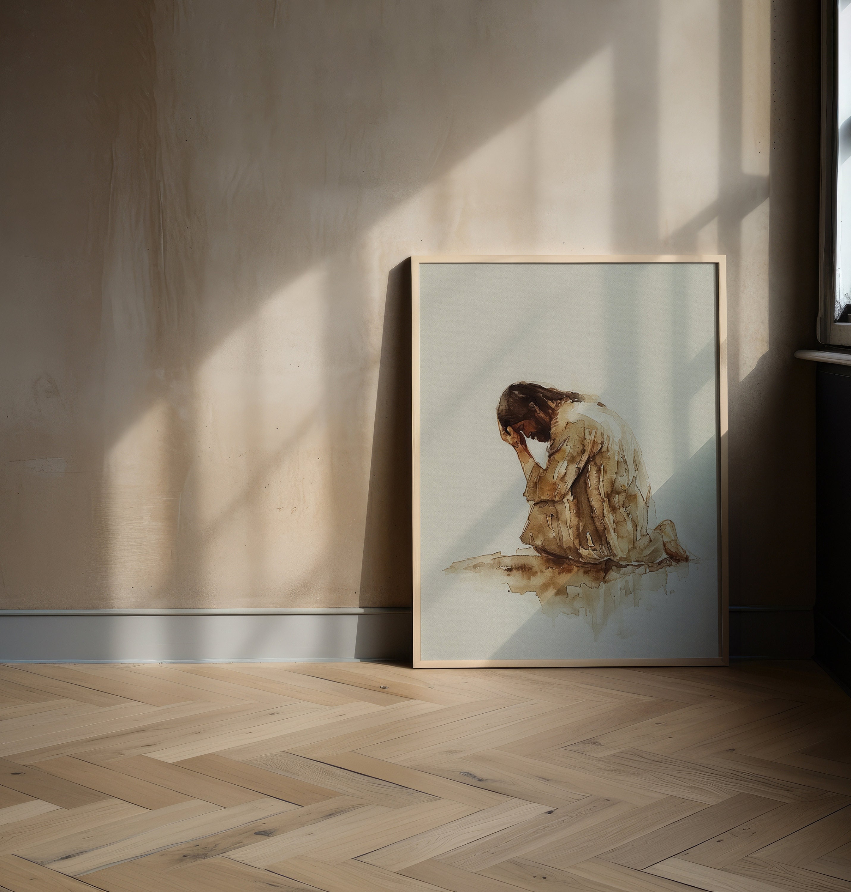 Jesus Praying Art Abstract Jesus Praying to God Christ Art Christian ...