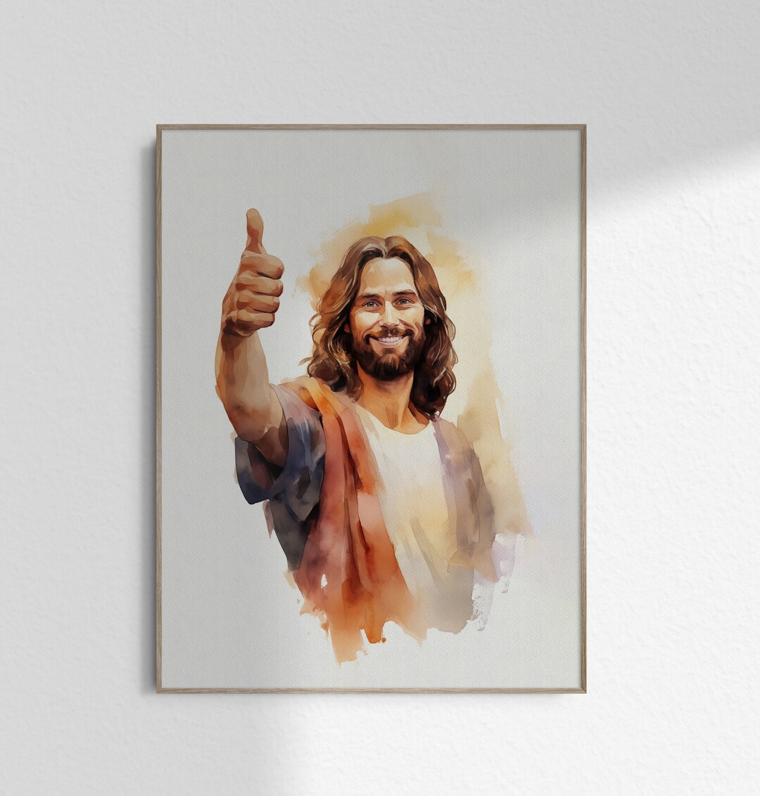 Jesus Thumbs up Art Painting Christ Christian Art Boy Girl Gift Teenage ...