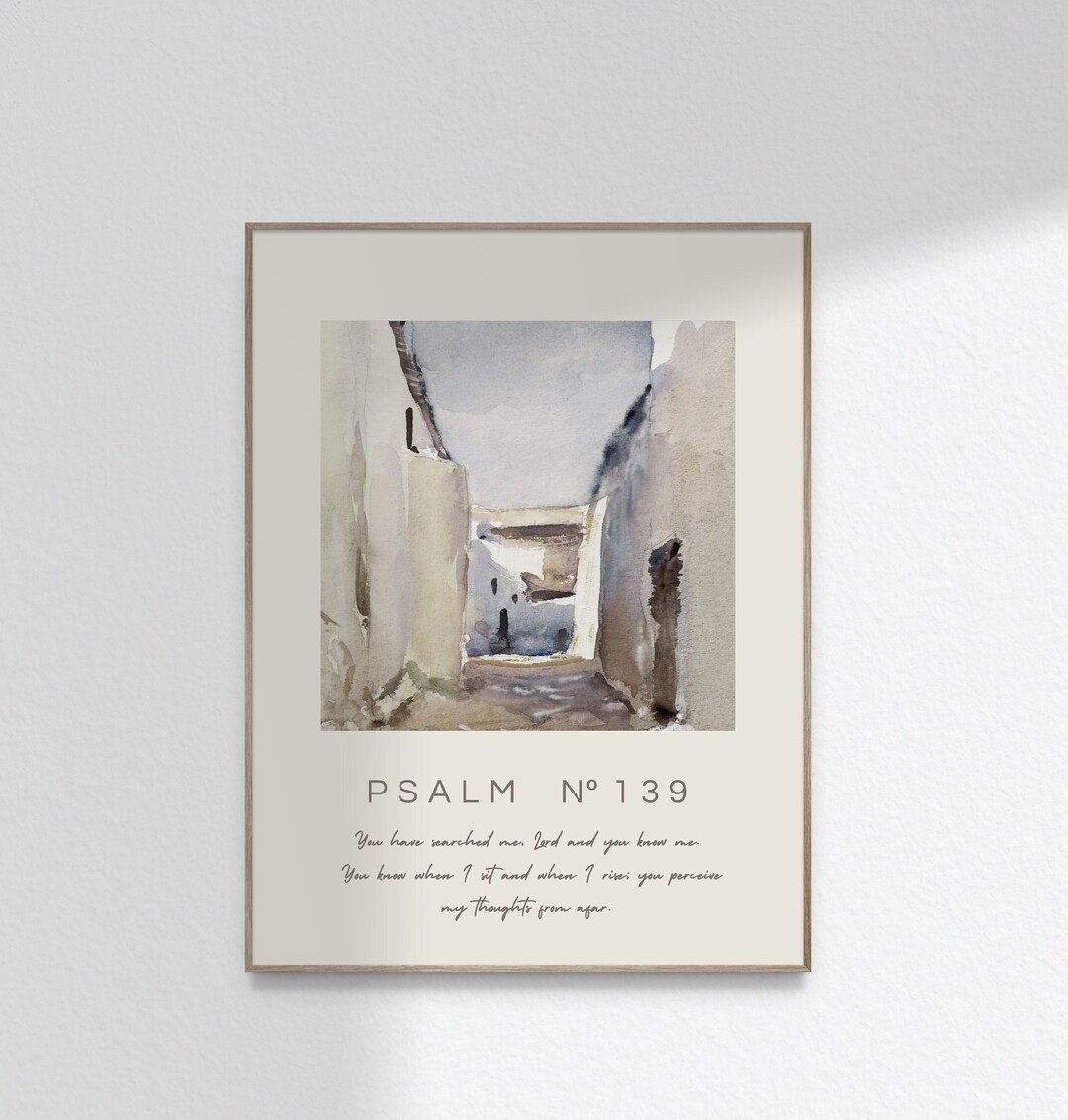 Psalm 139 Vintage Village Landscape Painting Beige & Christian Bible ...