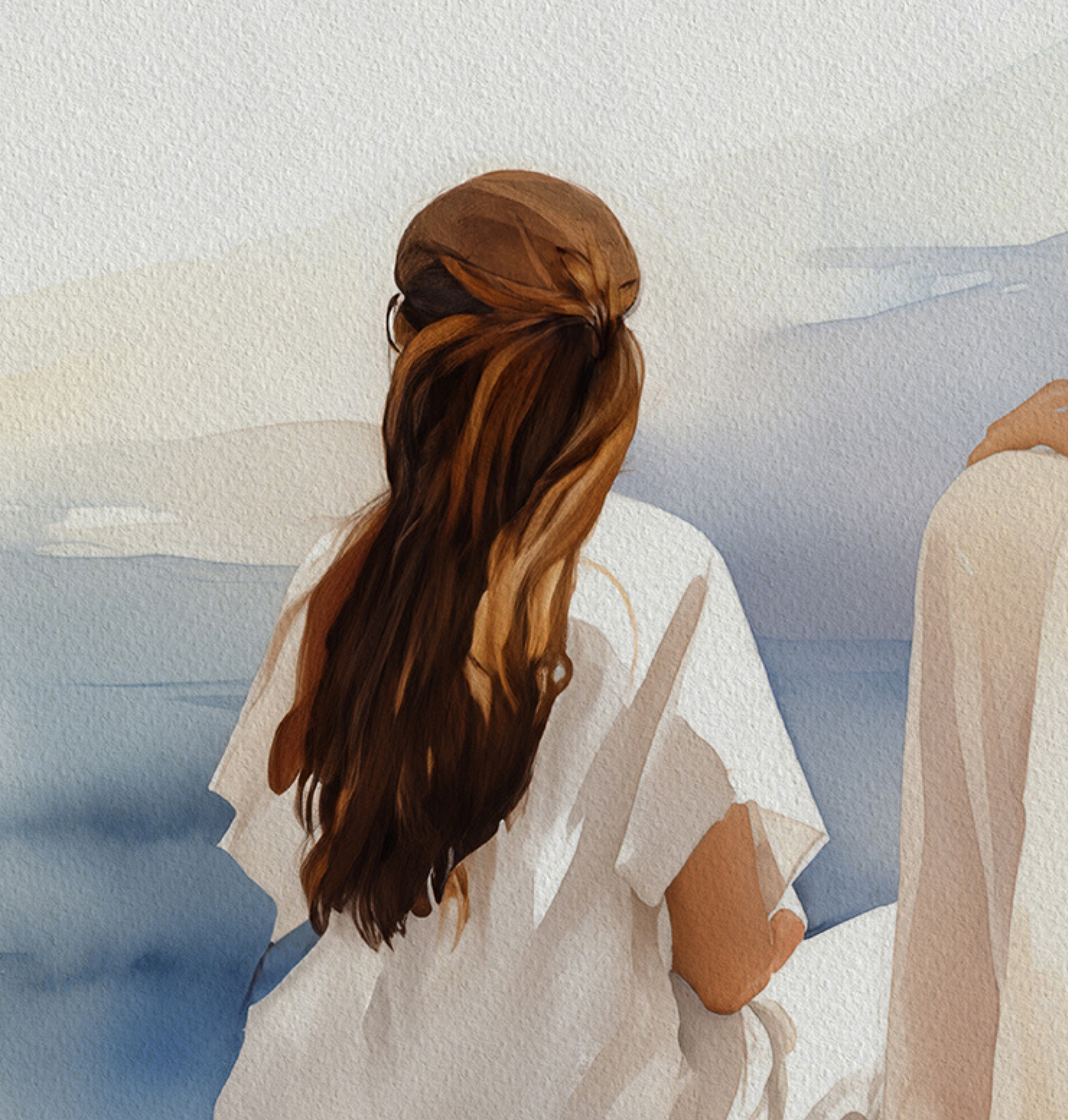 Jesus With Young Brunette Girl Christ Listening Christian Print First ...