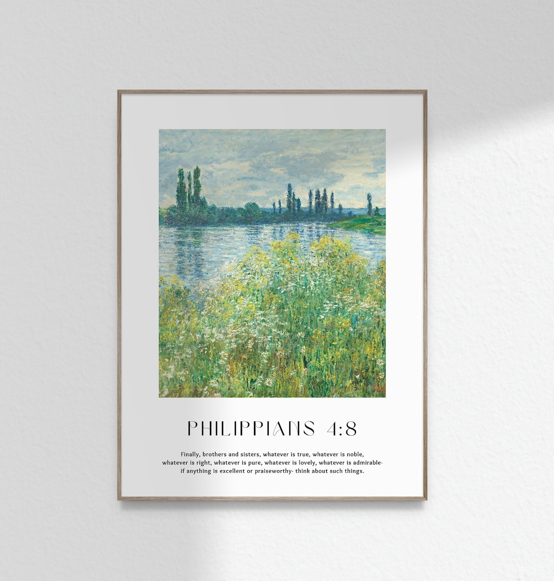 Philippians 4 8 Wall Art Christian Bible Verse Print Scripture ...