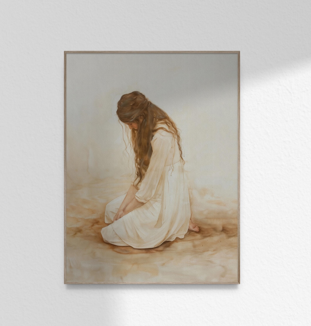 Long Haired Girl Praying Wall Art Woman Praying Art Christian Girls ...