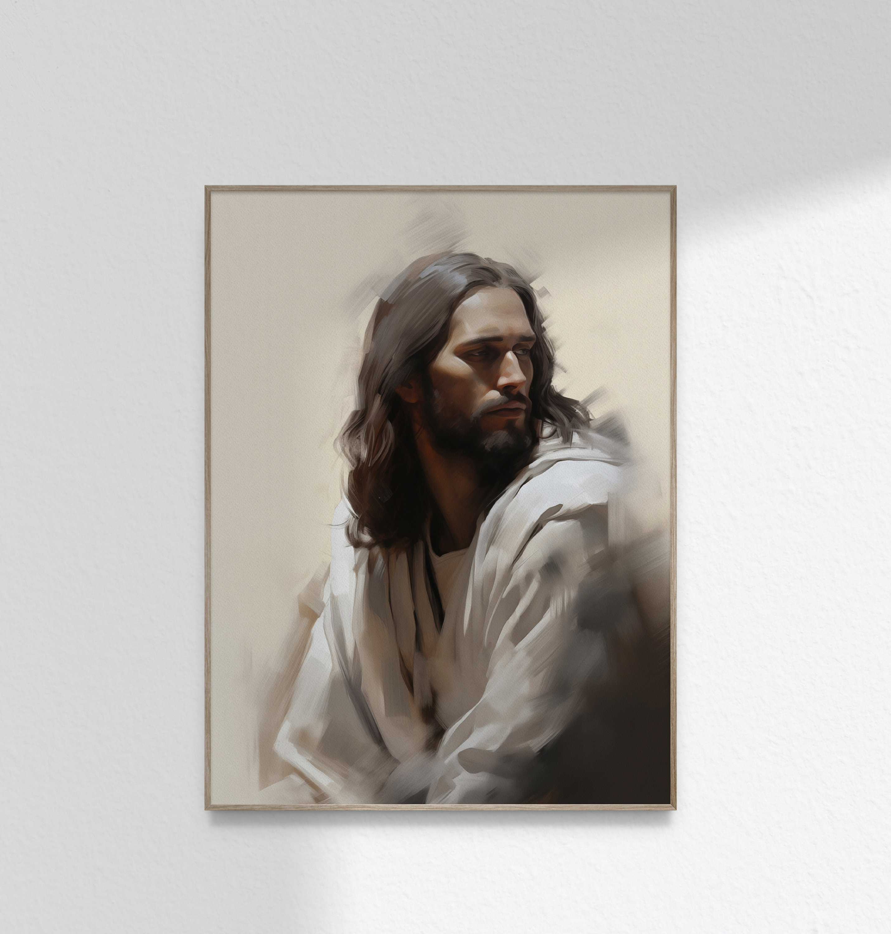 Jesus Sketch Portrait Drawing Christ Painting Christian Bible LDS Wall ...