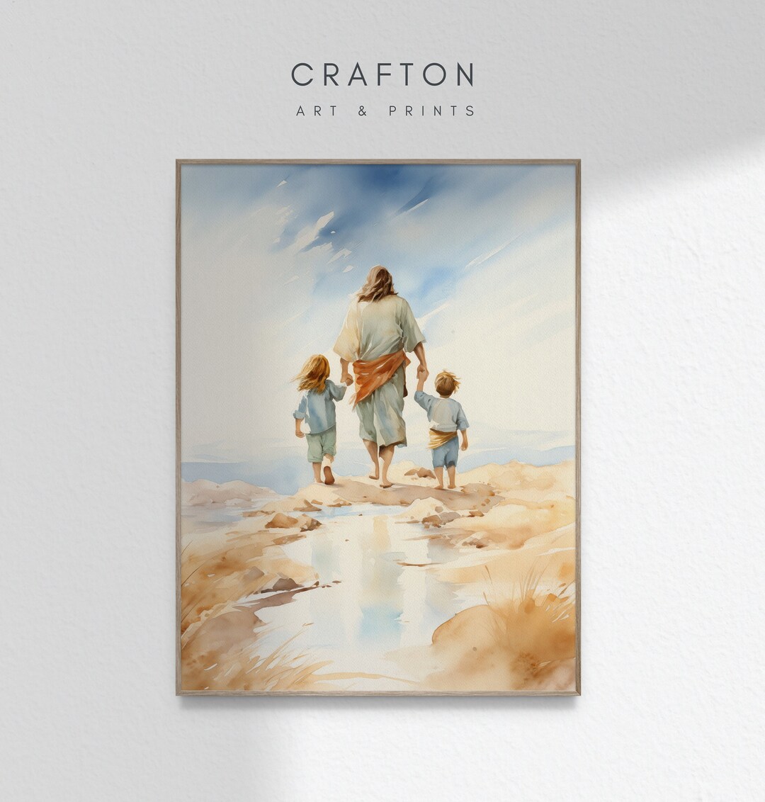 Walk Beside Me, Jesus Christ Walking With Two Children, Nursery Bible ...