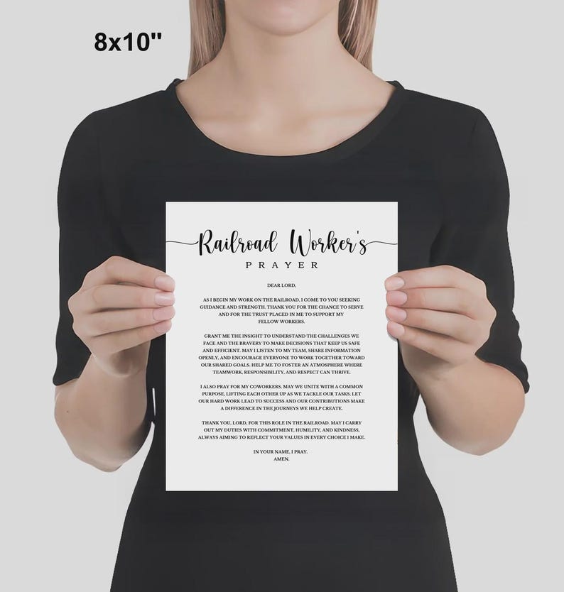 PRINTED Railroad Worker's Prayer Gift for Railroad Worker, Christian ...