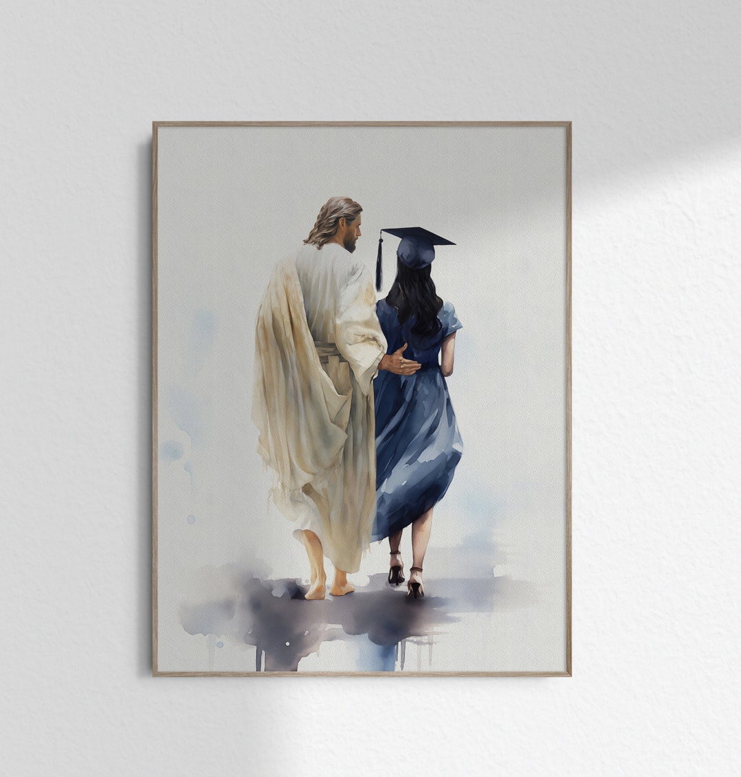 Christian Graduation Gift for Her Custom Jesus Brunette Girl Graduation ...