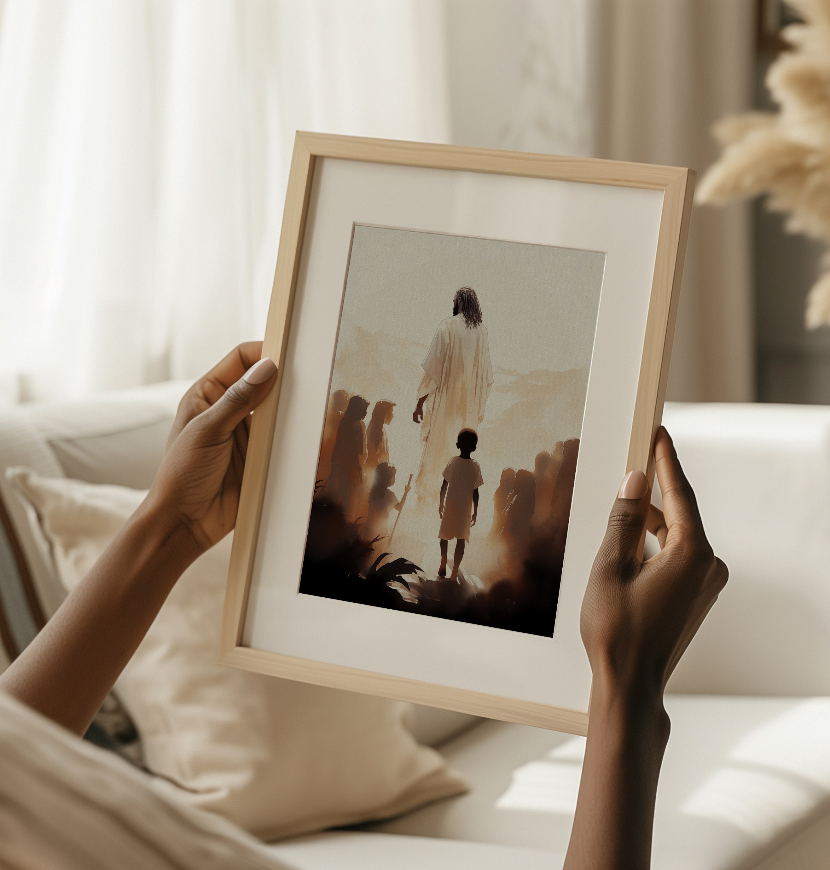 Come Follow Me Black Jesus With Children Art Black Christ Walking Print ...
