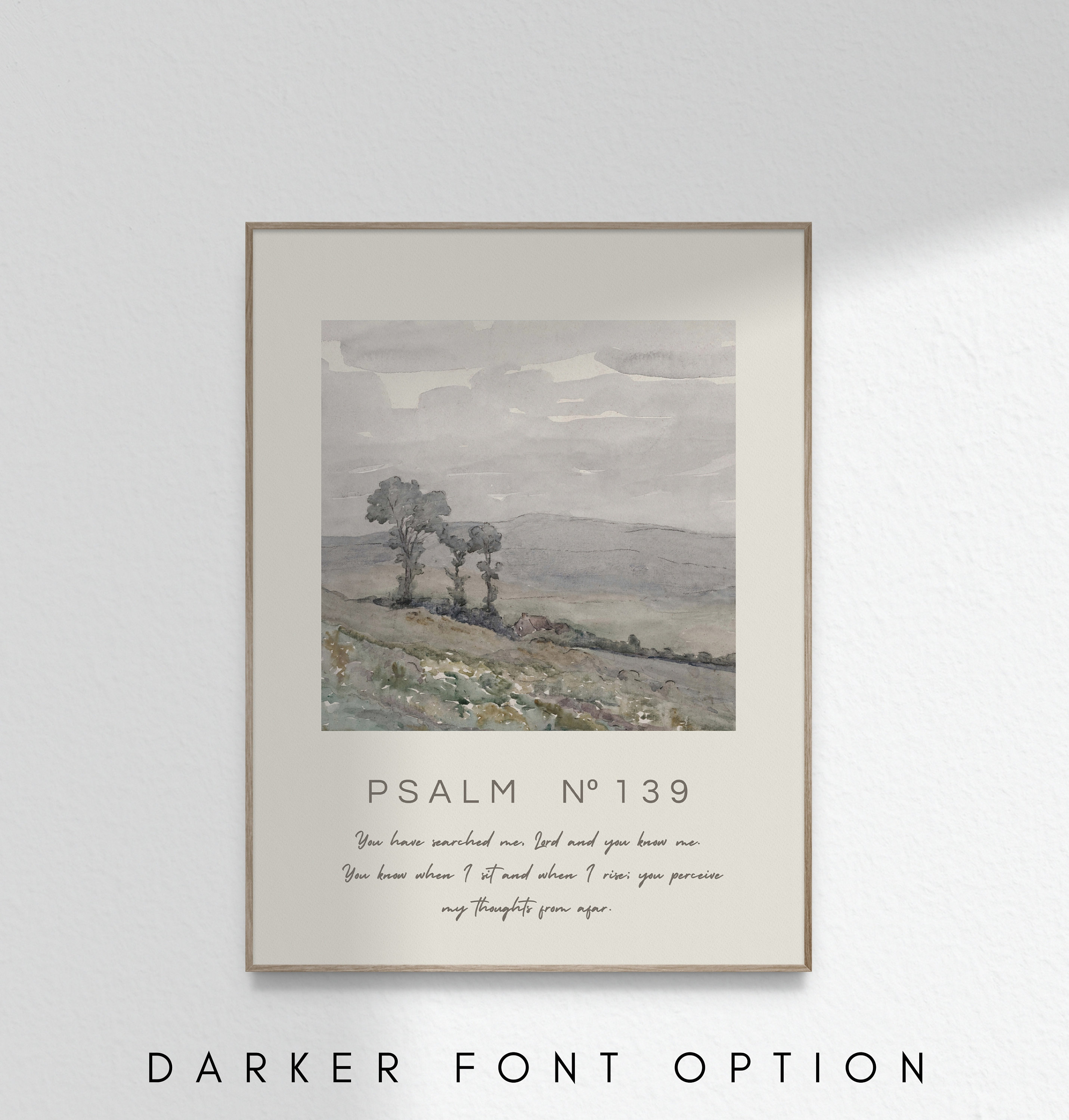 Psalm 139 Vintage Landscape Painting Beige & Christian Bible Verse ...