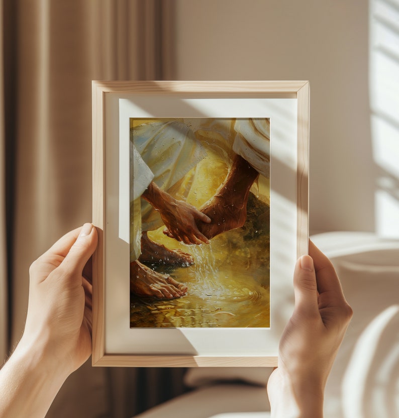 Jesus Washing Feet Art Christ Washes Feet Art, Feet of Jesus Christian ...