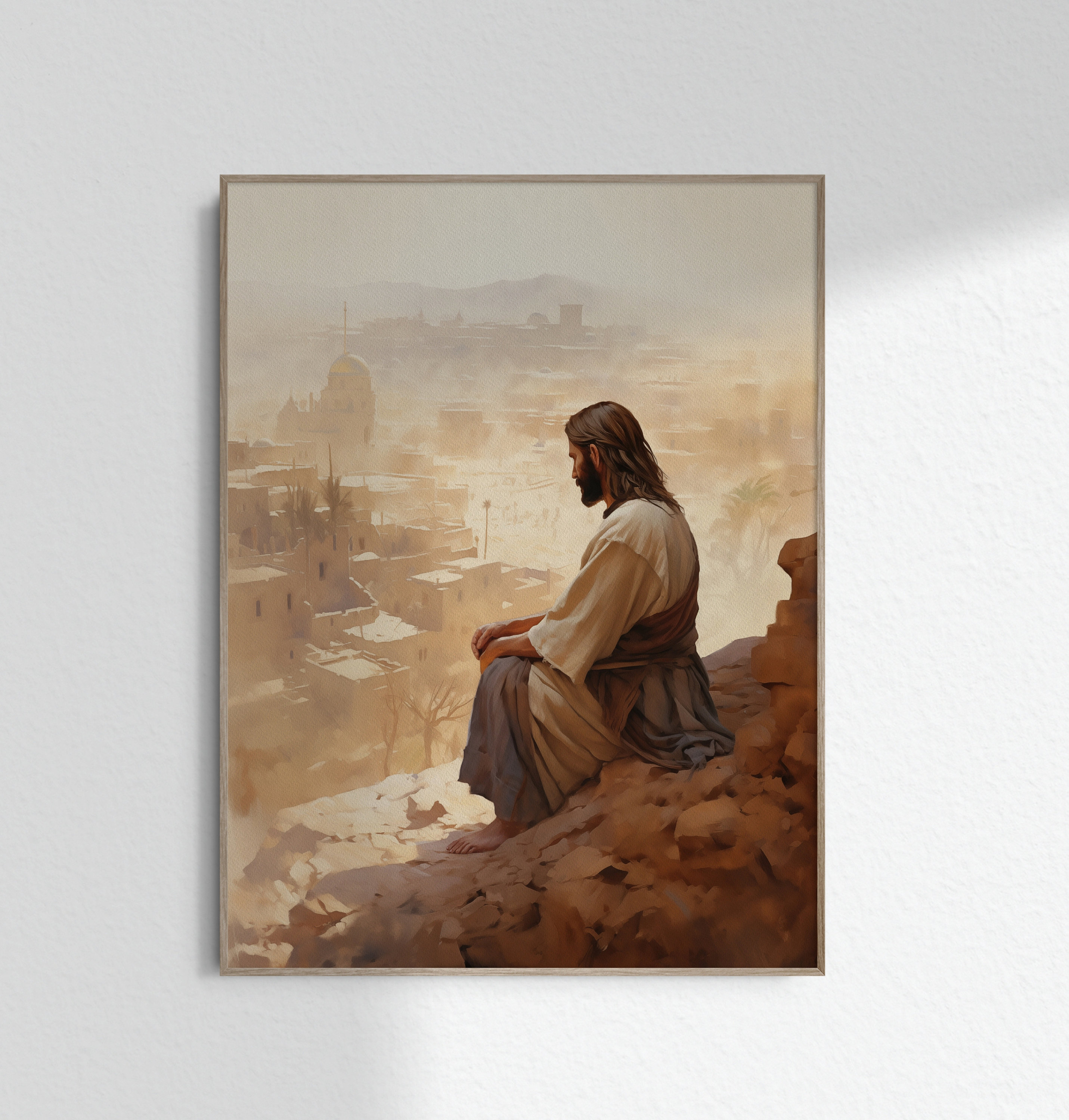 Jesus Sitting Wall Art Print Christ Praying Over Jerusalem Art Jesus ...