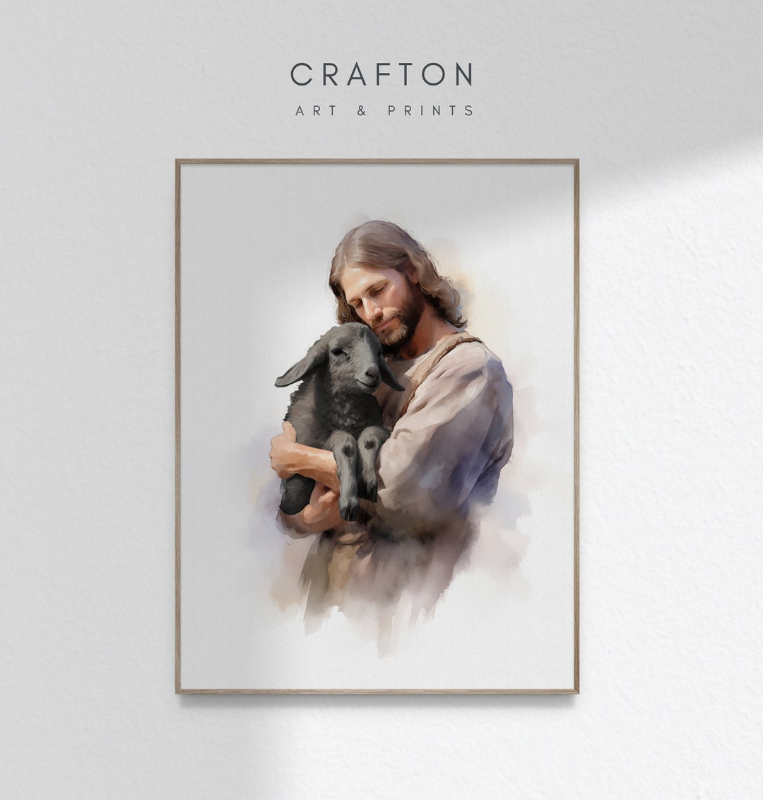 Jesus mit einem schwarzen Lamm Christus mit Lamm Christus hält schwarze ...