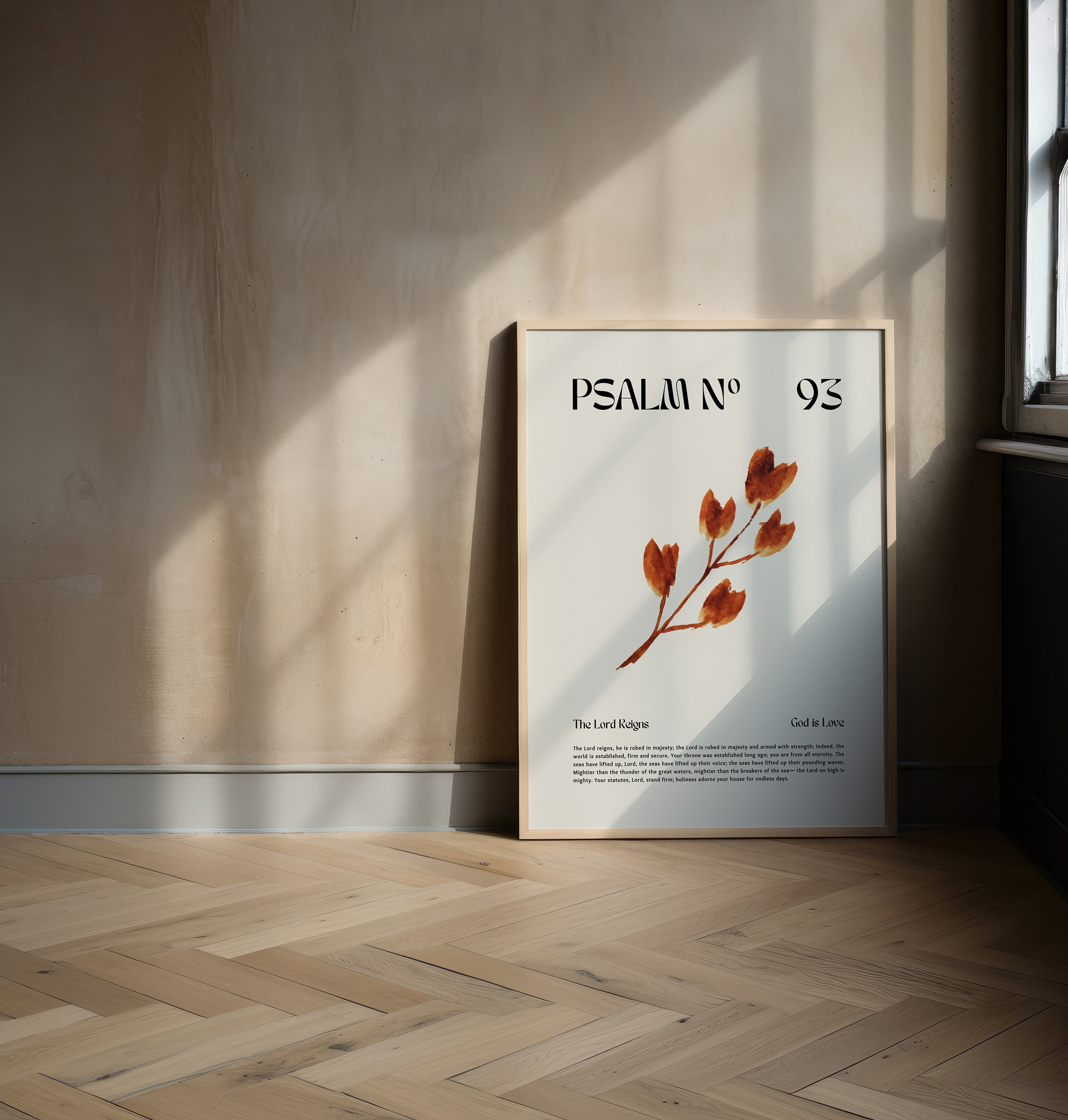 Psalm 93 Wall Art Print, the Lord Reigns, Watercolor Brown BOHO Floral ...