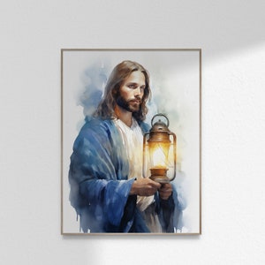 Jesus With Lantern Painting Jesus Guide Me to Light in the Darkness ...