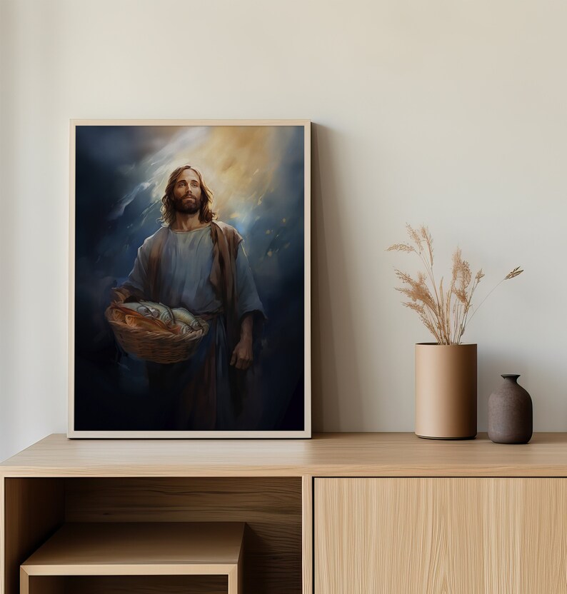 Jesus Miracles Painting Miraculous Catch of 153 Fish Bible Art ...