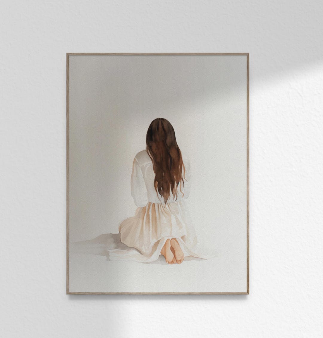 Praying Brunette Girl Wall Art Woman Lady Praying Art Christian Girls ...