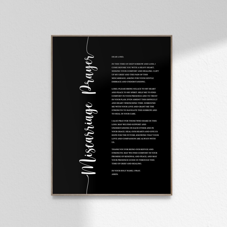 Miscarriage Prayer Christian Baby Loss Gift Christian Miscarriage Gift ...