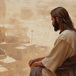 Jesus Sitting Wall Art Print Christ Praying Over Jerusalem Art Jesus ...