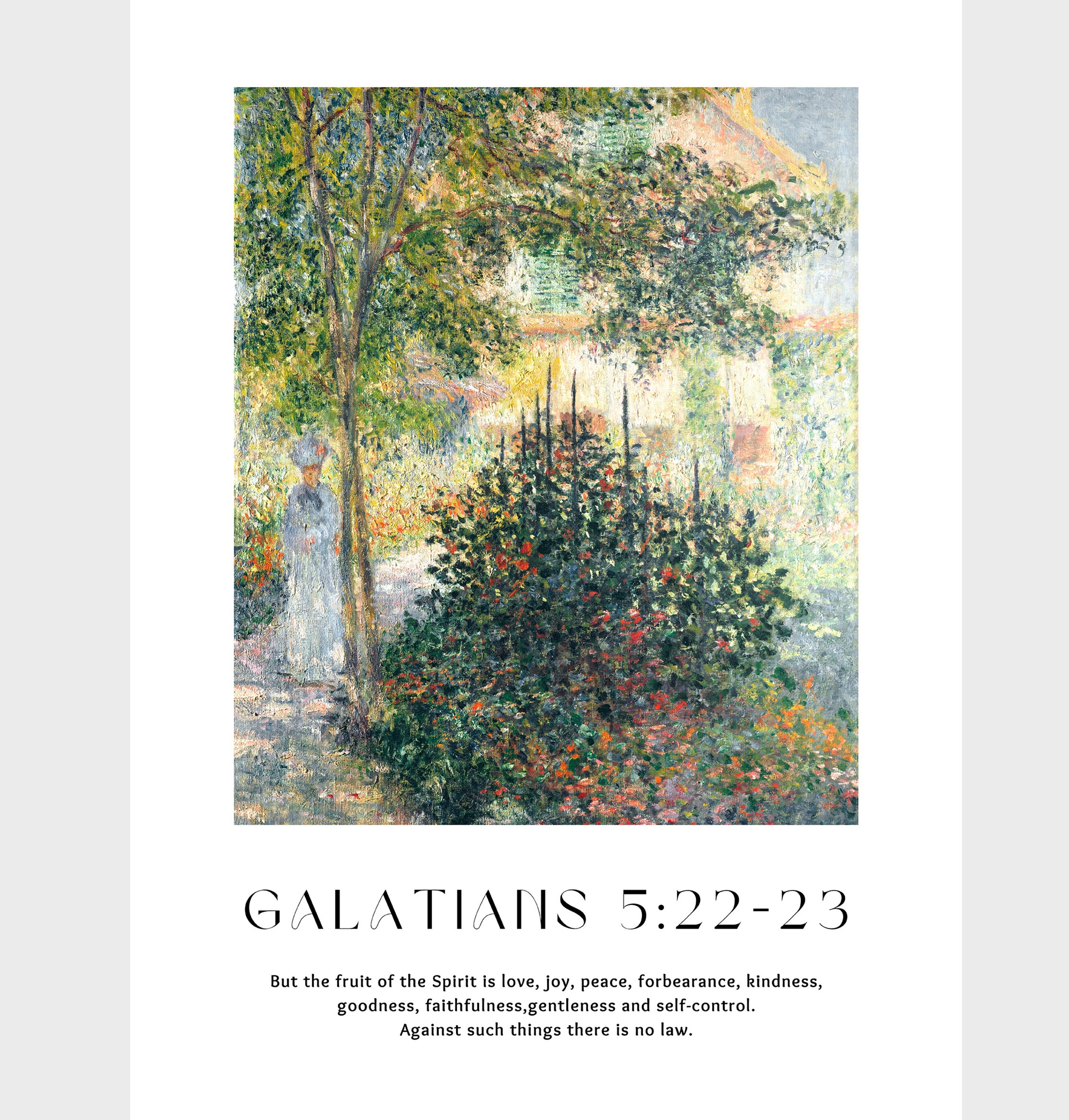 Christian Wall Art Set of 6 Bible Verse Quotes Scripture Monet Painting ...