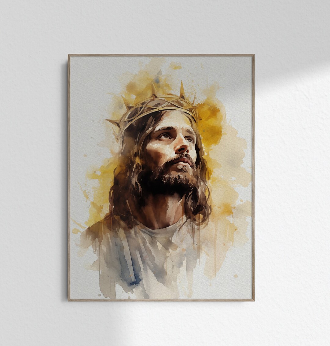 Jesus King of Kings Art Jesus With Crown Jesus is King Christian Gift ...