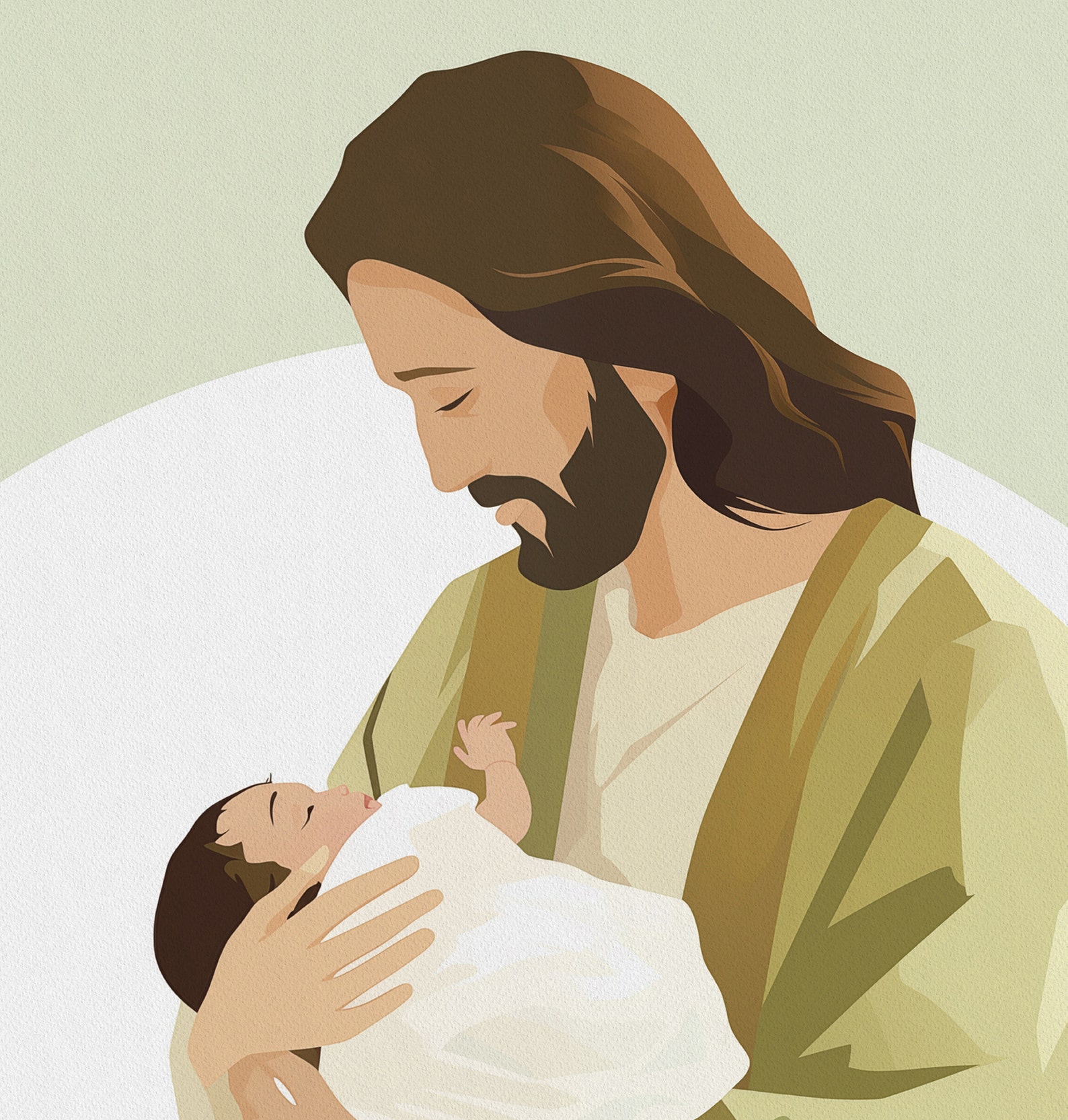 Jesus With Baby, Father Child Portrait Christening Watercolor Painting ...