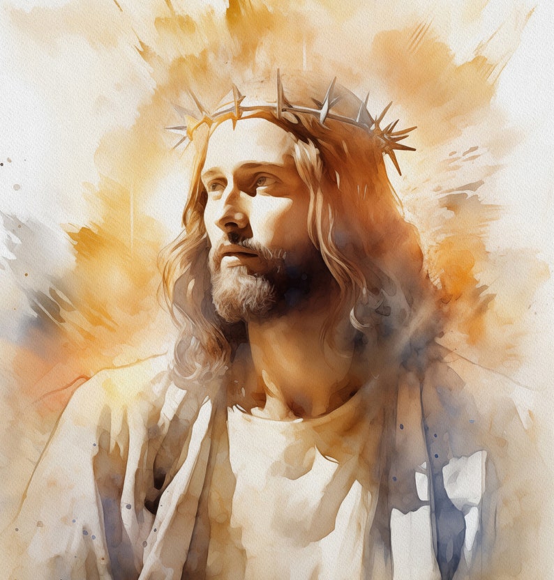 Jesus King of Kings Art Crown of Thorns Christian Gift Idea Watercolor ...
