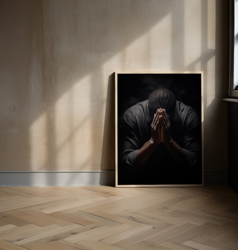 Black Man Praying Black Christian Dad Art African American Painting ...