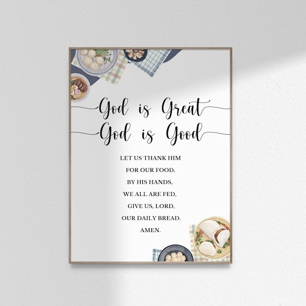 God is Great, God is Good. Daily Bread. Dinner Prayer. Children's Prayer. Prayer Wall Art. Bless ...