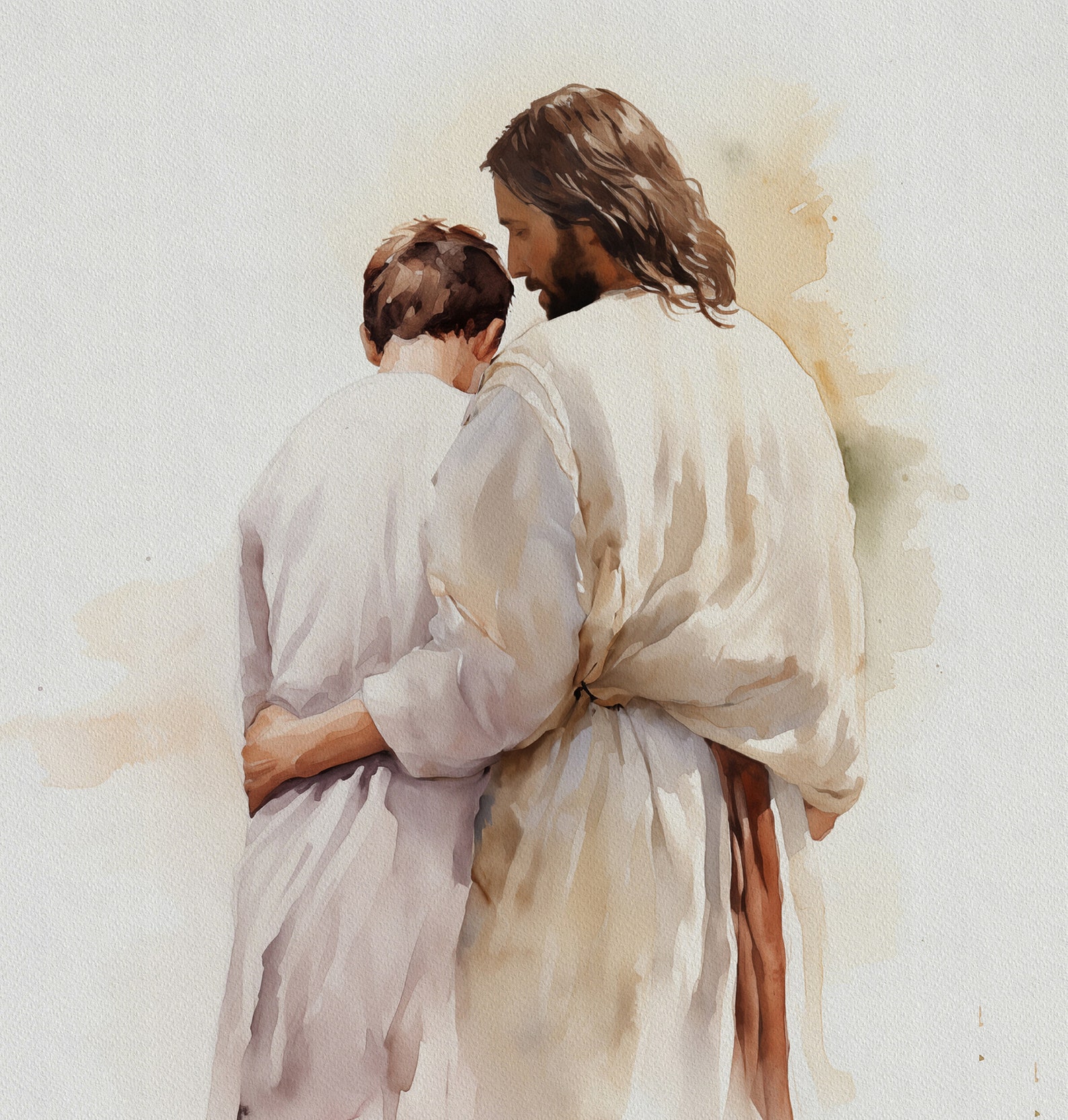 Jesus With Young Man Art Jesus Hugging Teenage Boy Art, Embrace Jesus ...