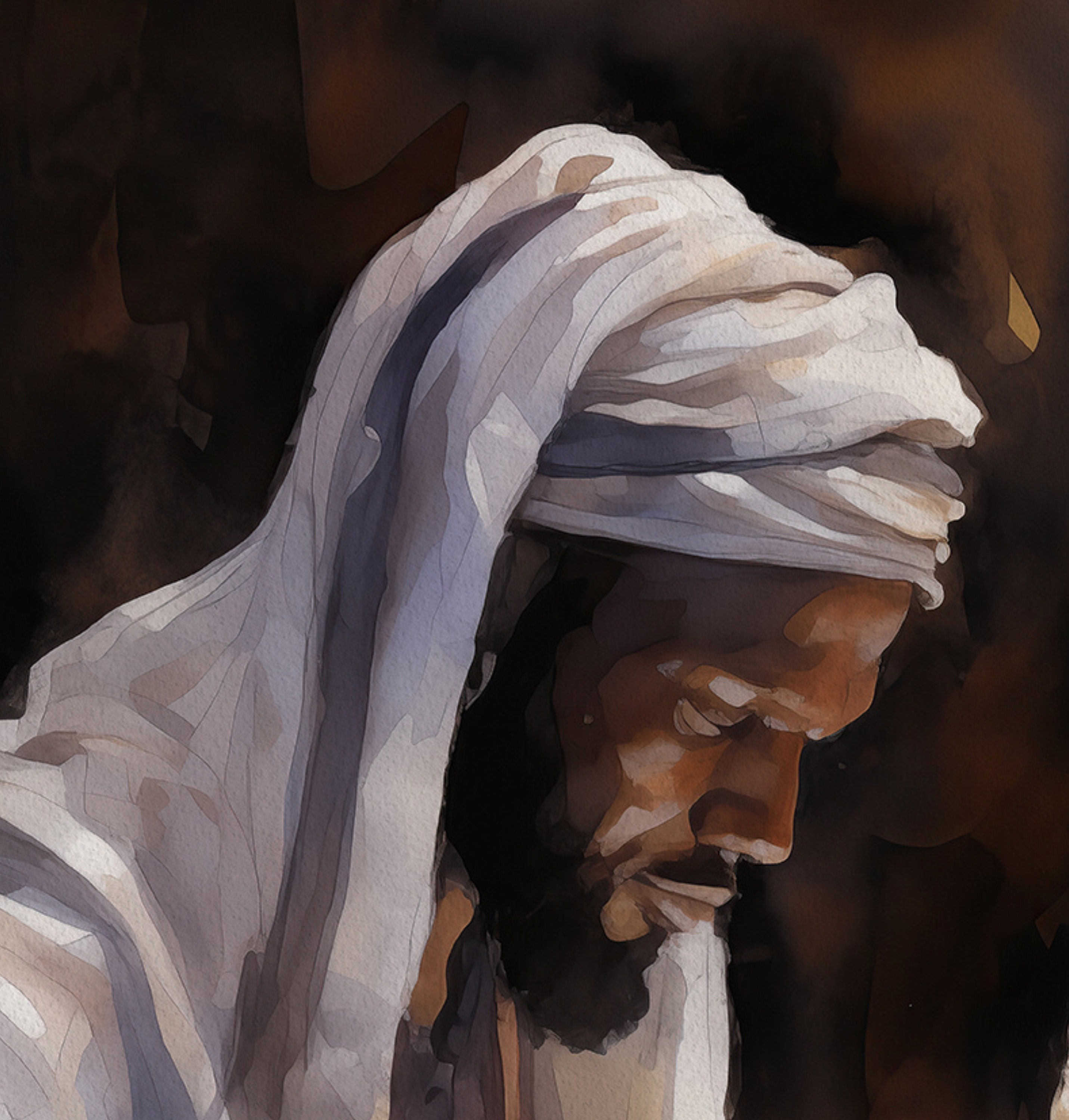 Birth of Jesus, Black Christ Family Nativity Scene Christian Watercolor ...