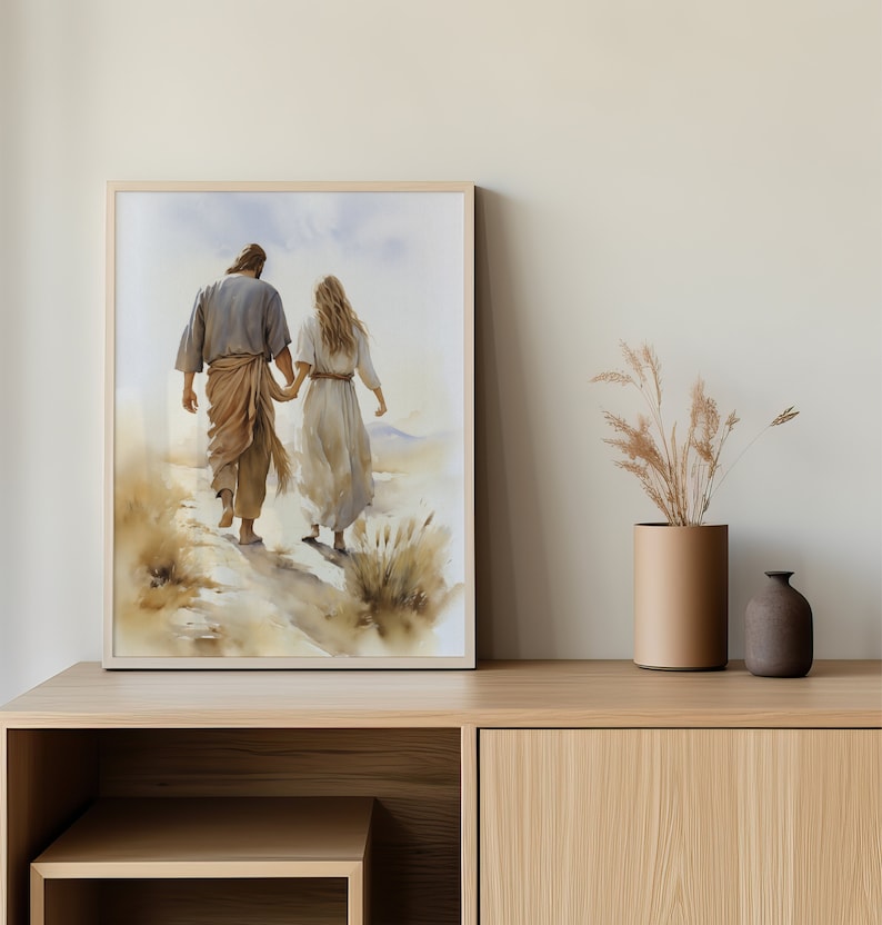 Jesus, Savior, Pilot Me, Jesus Christ Walking With Girl, Bible Art, Christian Art, Printable Art ...