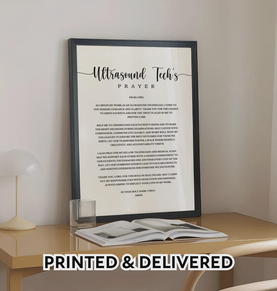 PRINTED Ultrasound Tech's Prayer Gift for Ultrasound Tech, Christian ...