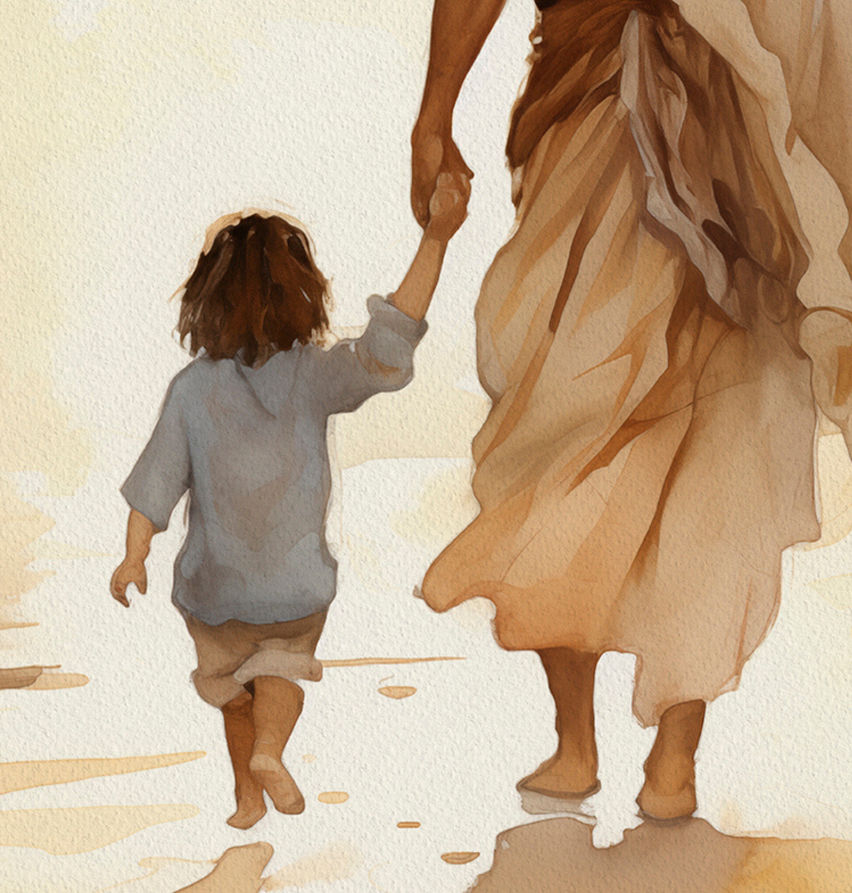 Come Follow Me, Jesus Christ Walking With a Child, Bible Art, Christian ...