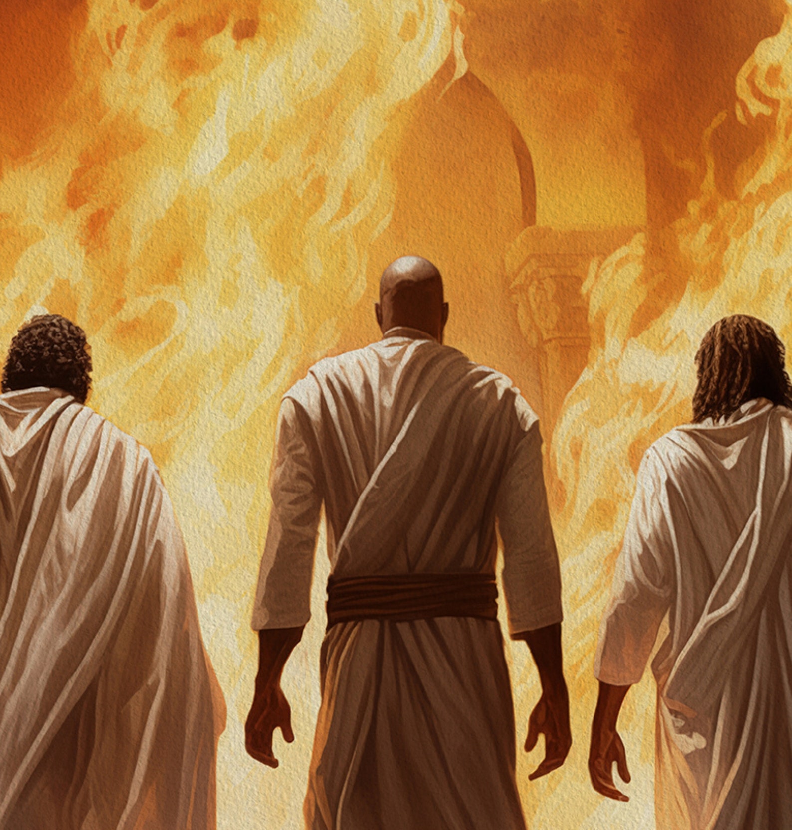 Shadrach Meshach and Abednego Art, 3 Men in Fire, Black Man Art ...
