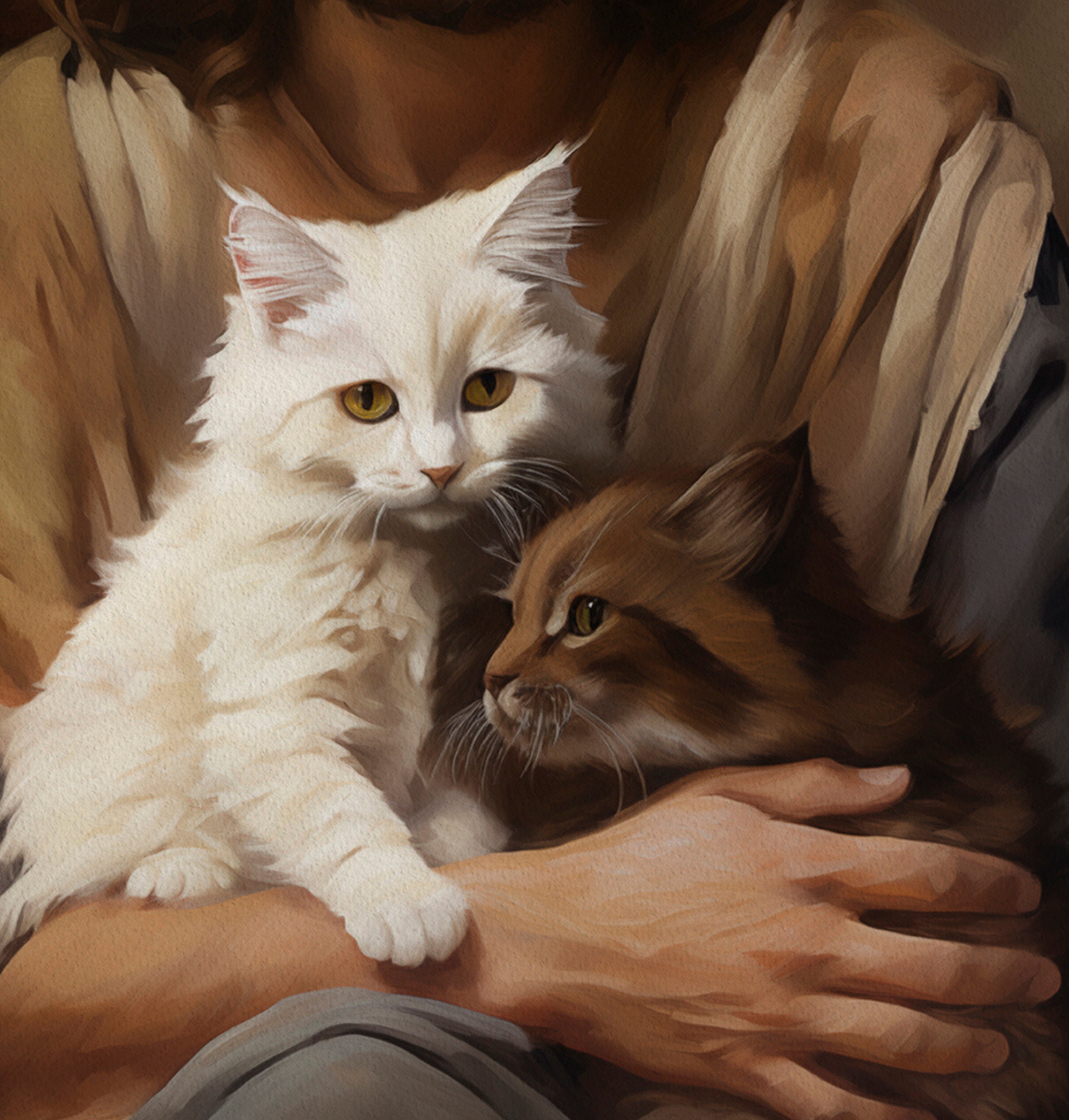 Jesus With Cats Christian Cat Art Print Gift for Cat Lover Owner People ...