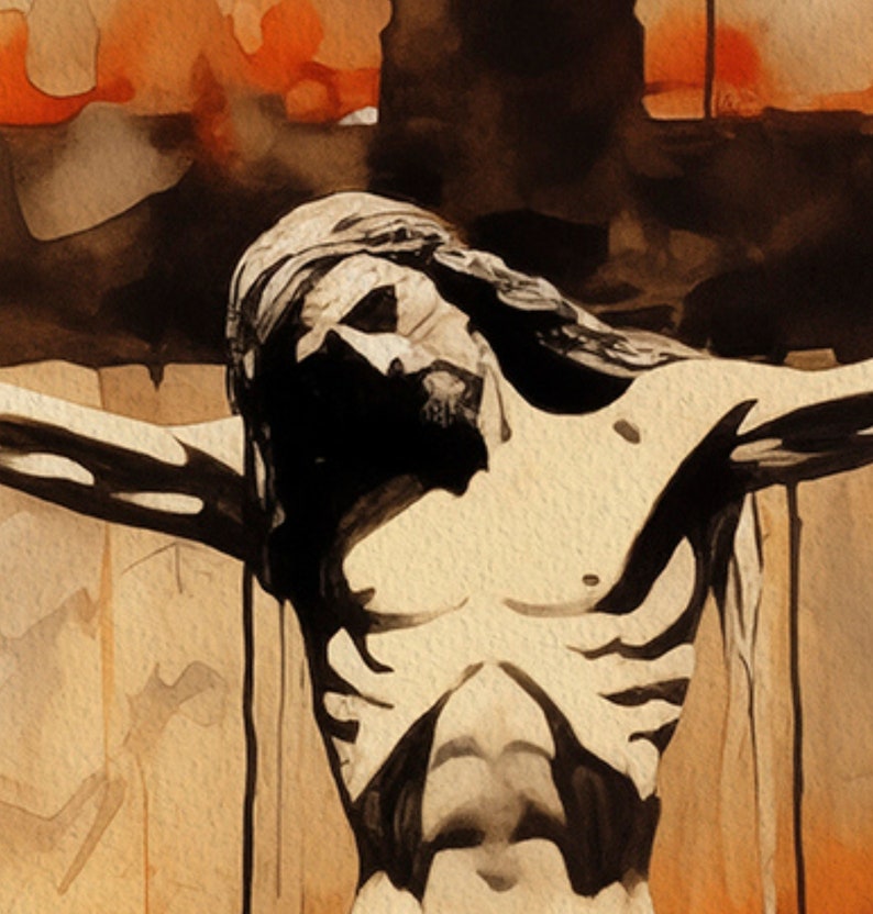 Christ Crucified on Cross Jesus Poster Modern Abstract Christian Art Painting Bible Wall Art ...