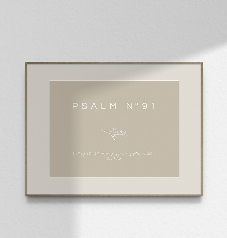 Psalm 91 Landscape Horizontal Format Mode Beige & Christian Bible Verse ...